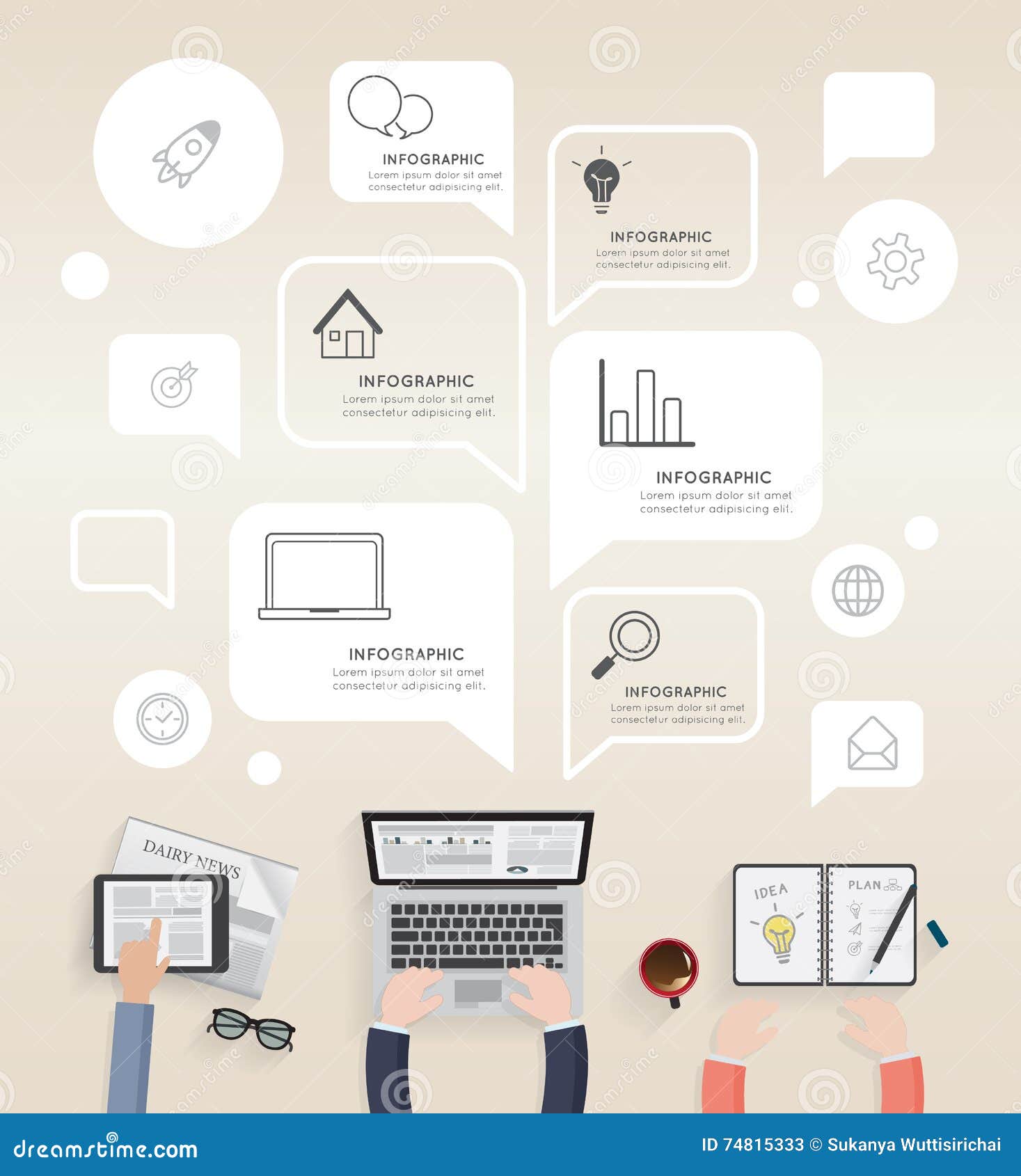 Infographic of Modern Creative Office Stock Vector - Illustration of ...