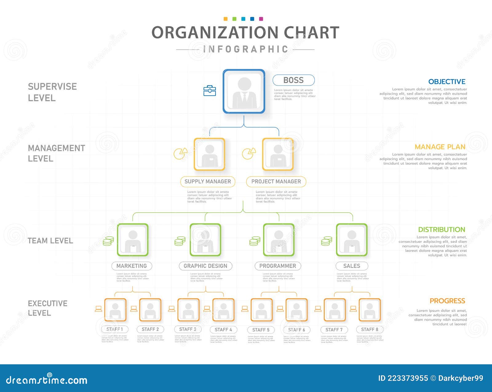 Infographic Modern Organization Chart with Position. Stock Vector ...