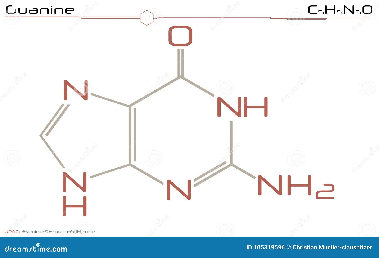 Molecule of Guanine stock vector. Illustration of education - 105319596