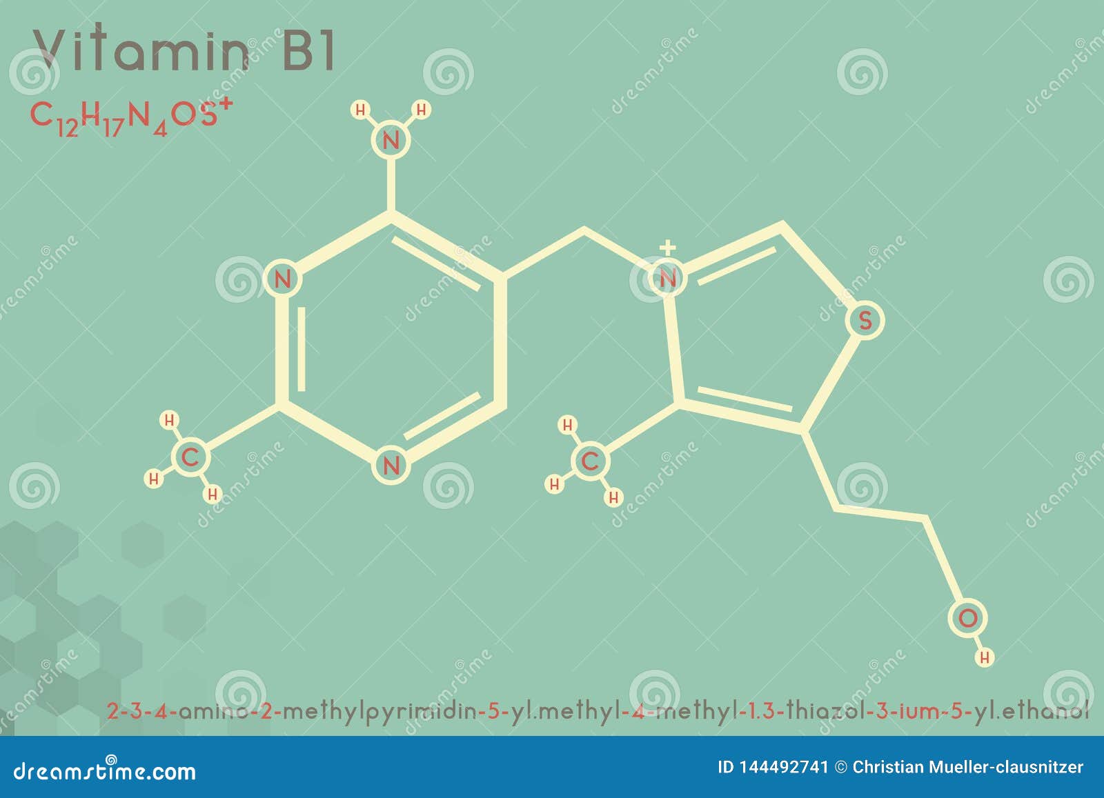 Infographic of the Molecule of Vitamin B1 Stock Vector - Illustration ...