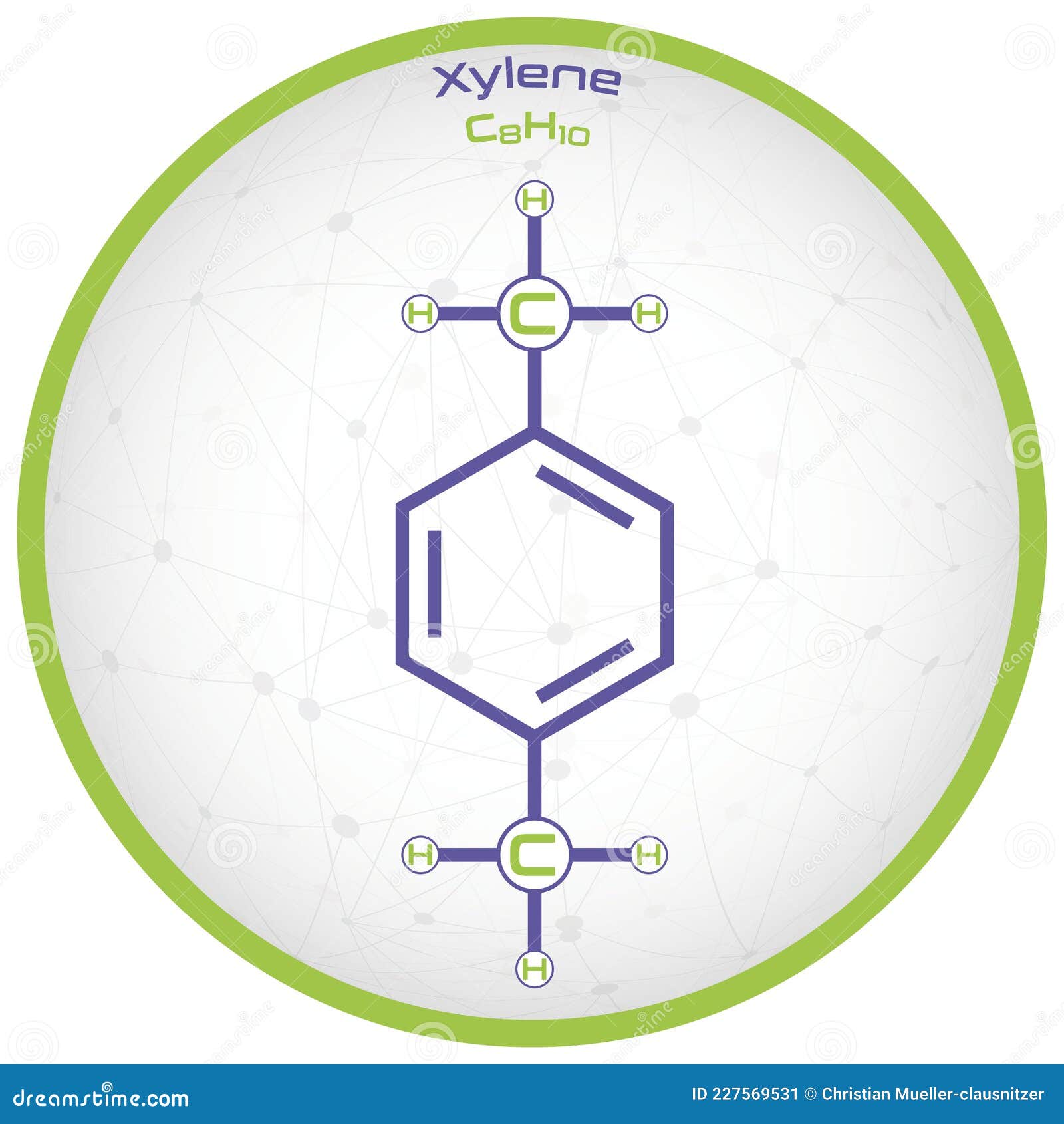 Xylene Vector Illustration. Labeled Synthetic Substance Structure And ...