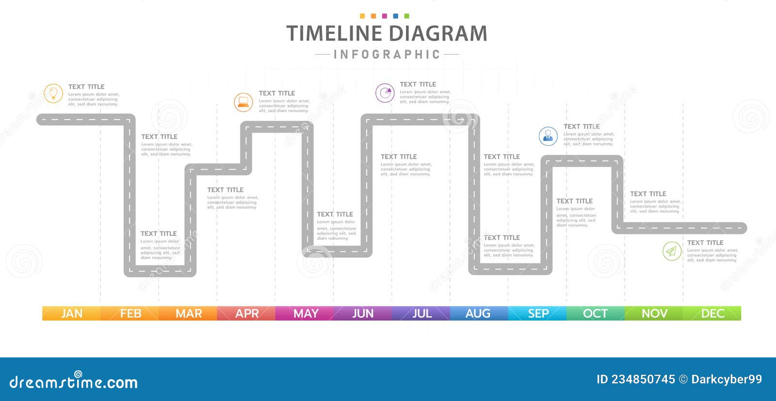 Infographic Monthly Modern Timeline Gantt Chart Table With Process ...