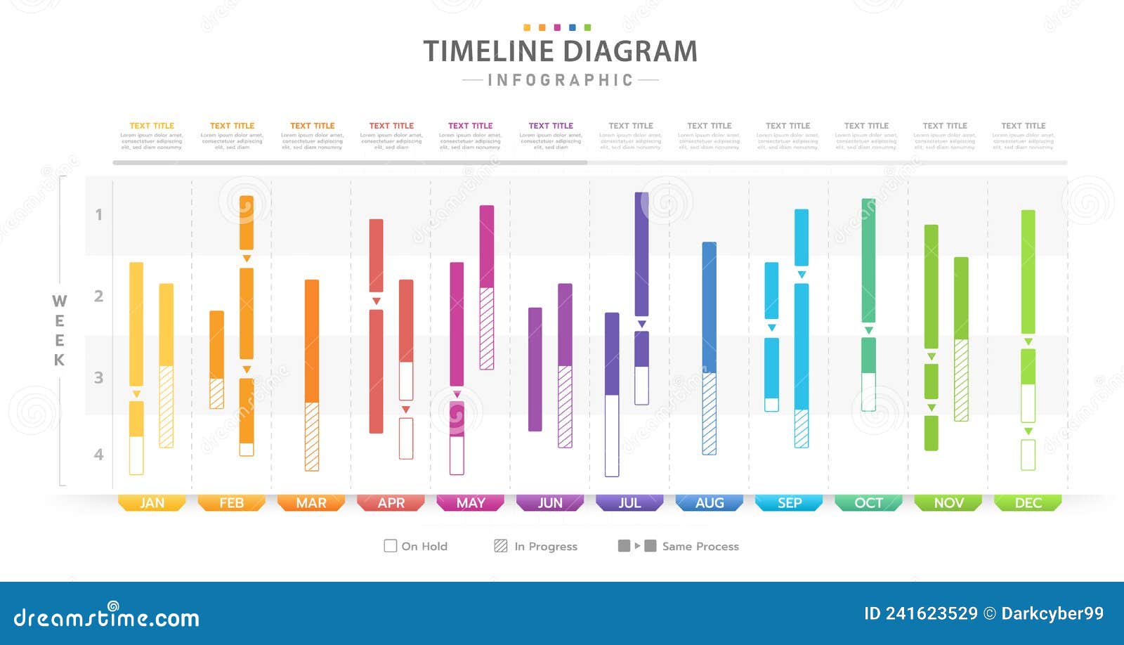 Infographic 12 Months Modern Timeline Gantt Chart With Vertical ...