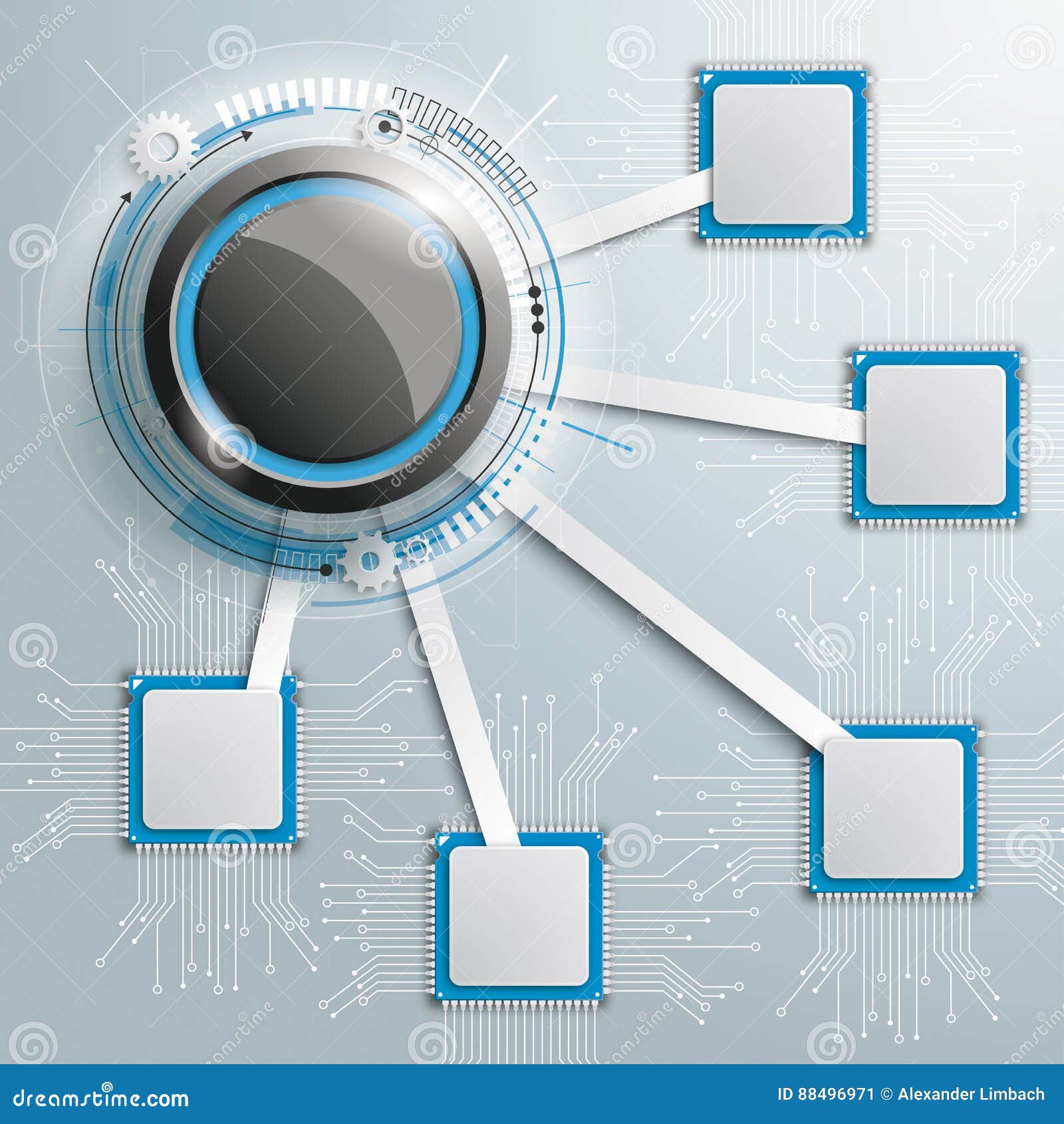 Infographic Motherboard Connected Microchips Stock Vector ...