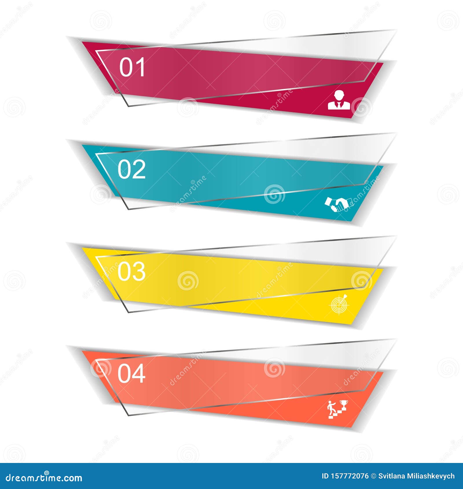 Infographic Multicolored Transparent with Four-step Shadow Stock ...