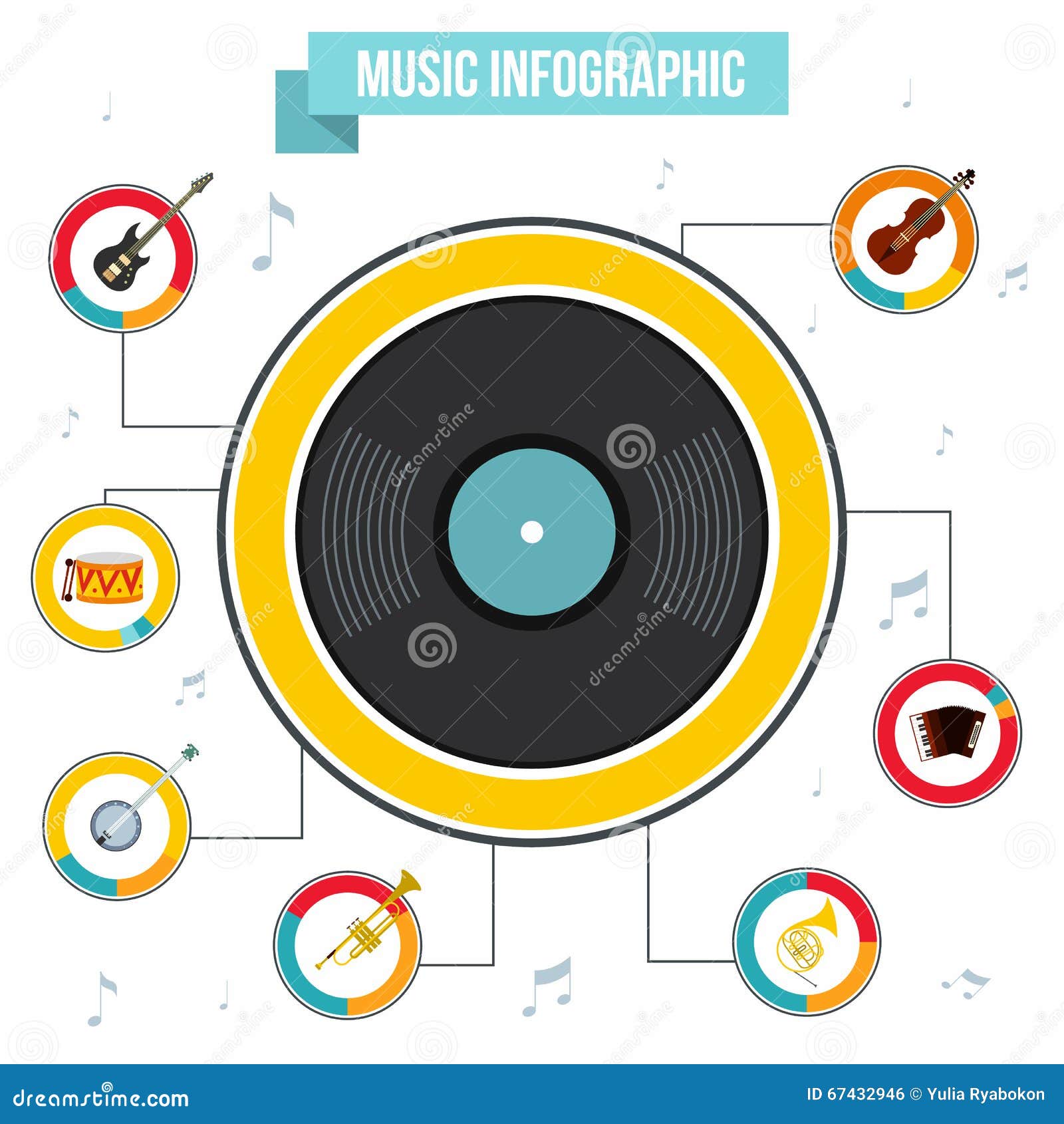 Infographic Musik, Plan Stil Vektor Illustrationer - Illustration av ...