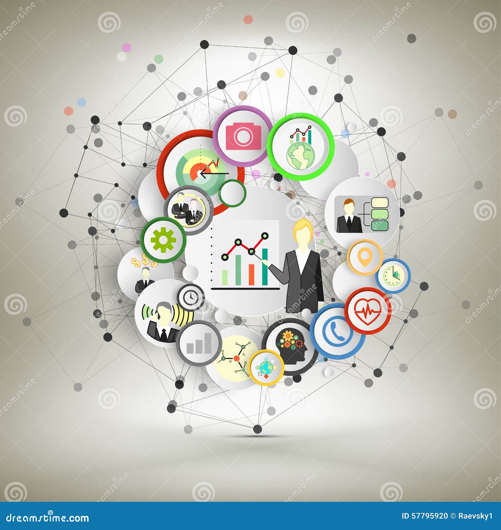 Infographic Network with Icons for Business Vector Stock Vector ...