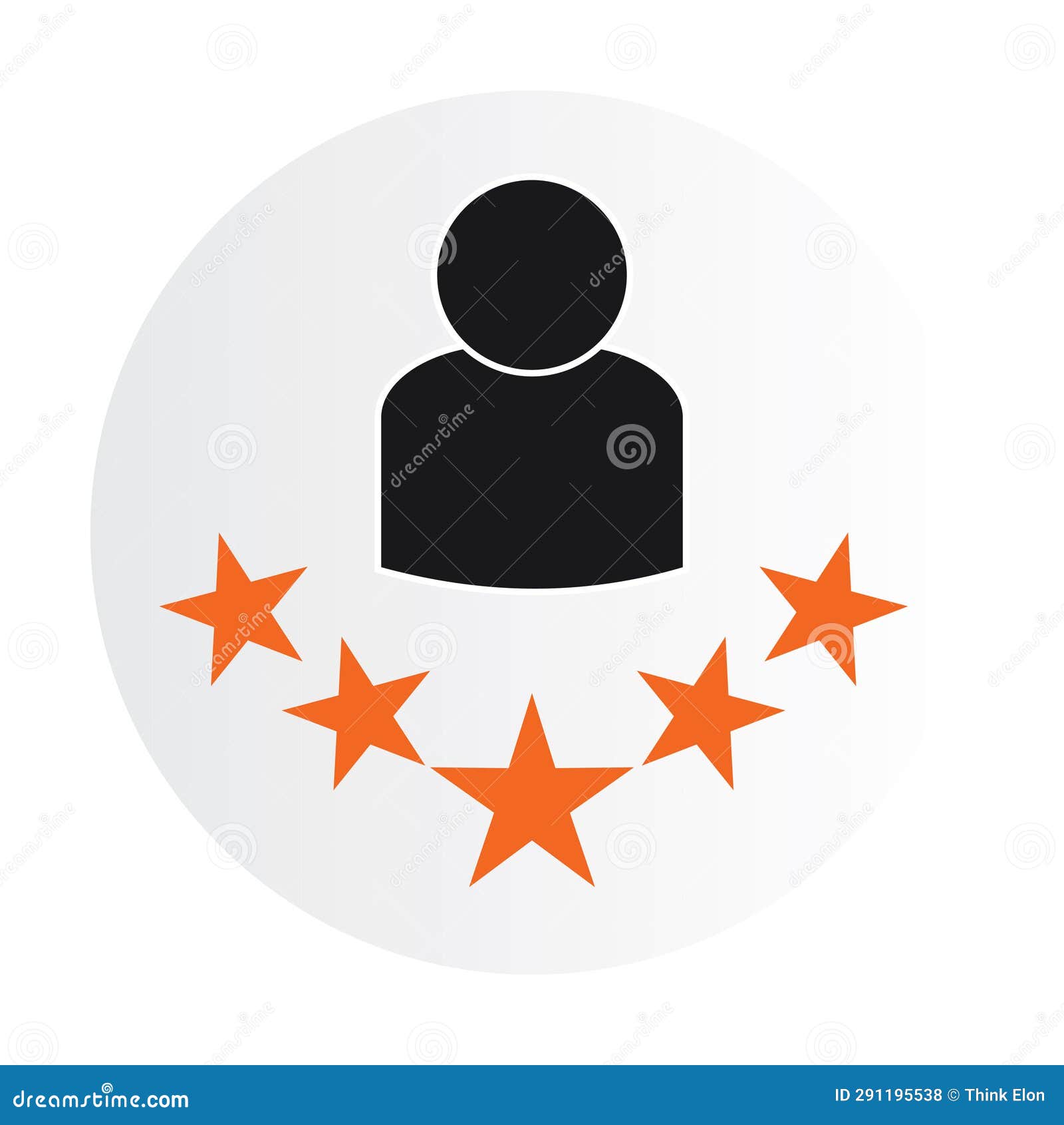 Customer Icon Vector with 5 Stars, Solid Pictogram Isolated on White ...