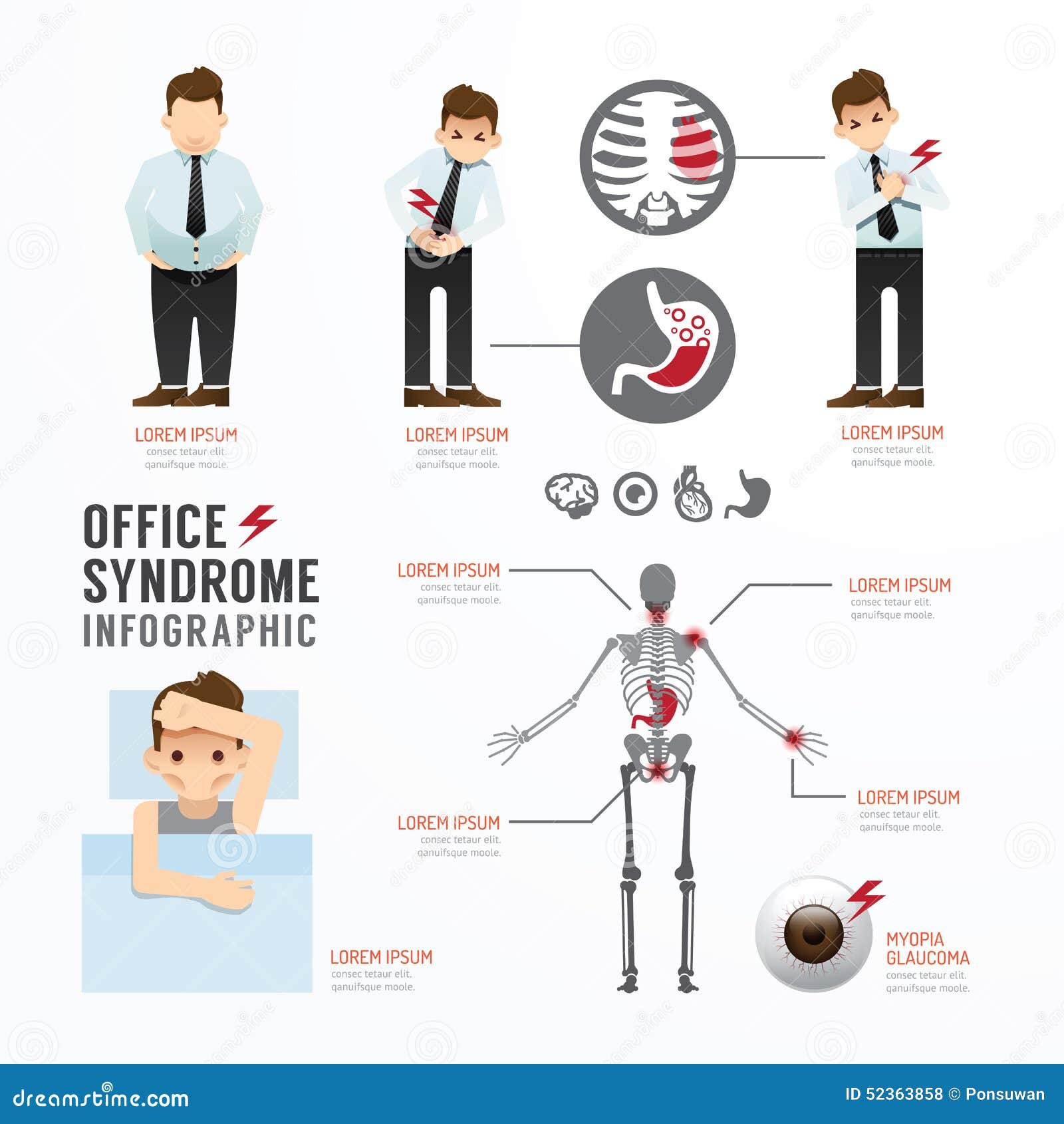 Infographic Office Syndrome Template Design . Concept Vector Ill ...