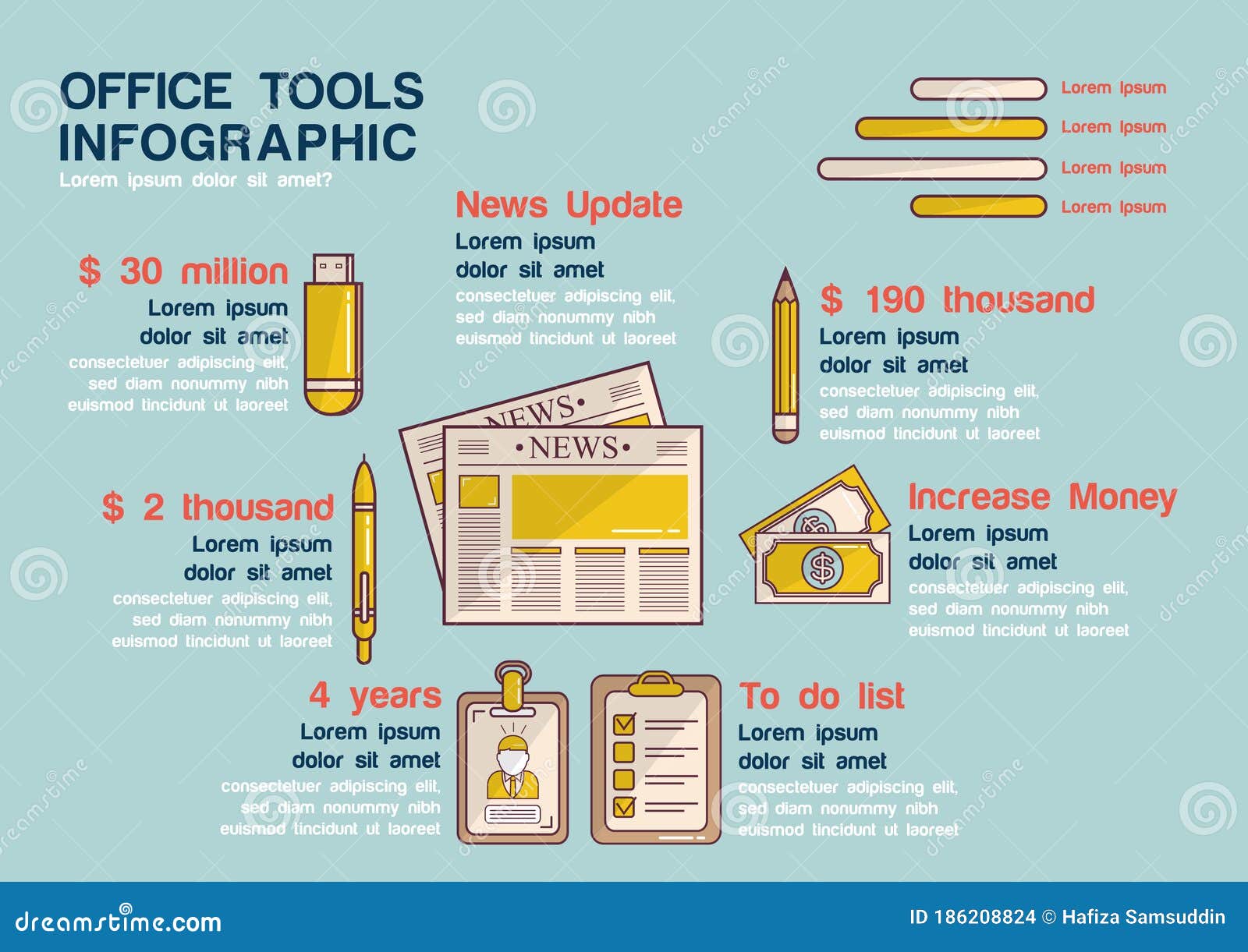 Infographic of Office Tools. Vector Illustration Decorative Design ...