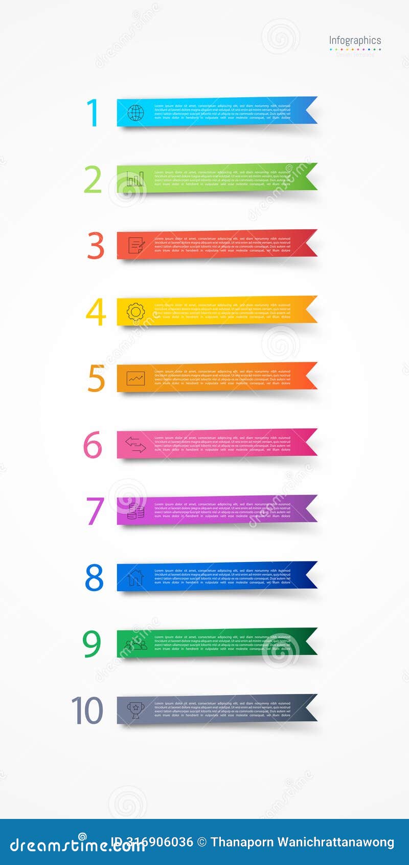 Infographic 10 Options Ribbon Design Elements for Your Business Data ...