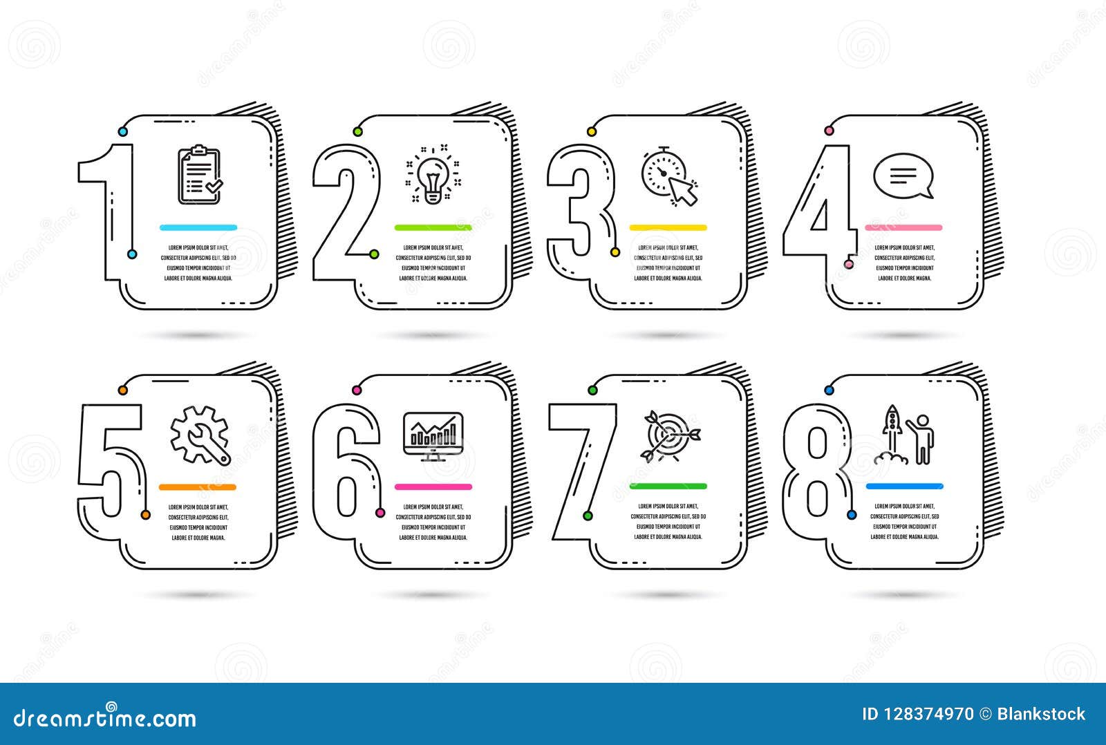 Infographic 8 Options or Steps Timeline Design. Infographics for ...