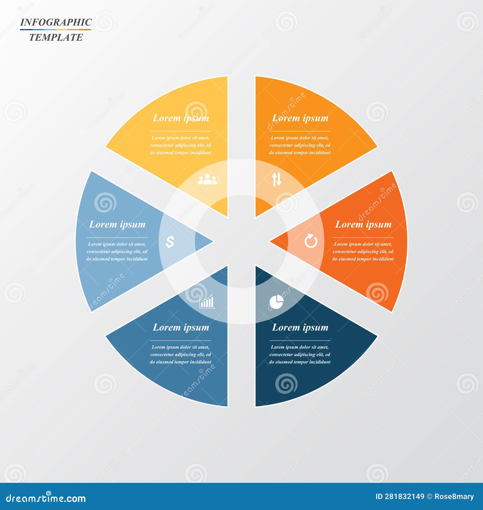 Infographic with 6 options stock vector. Illustration of marketing ...