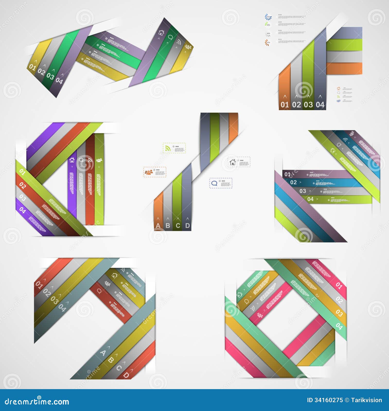 Infographic Paper Strips Set Stock Vector - Illustration of concept ...