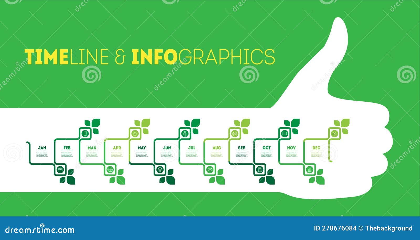 Infographic with 12 Parts and Silhouette of Thumb Up Stock Vector ...