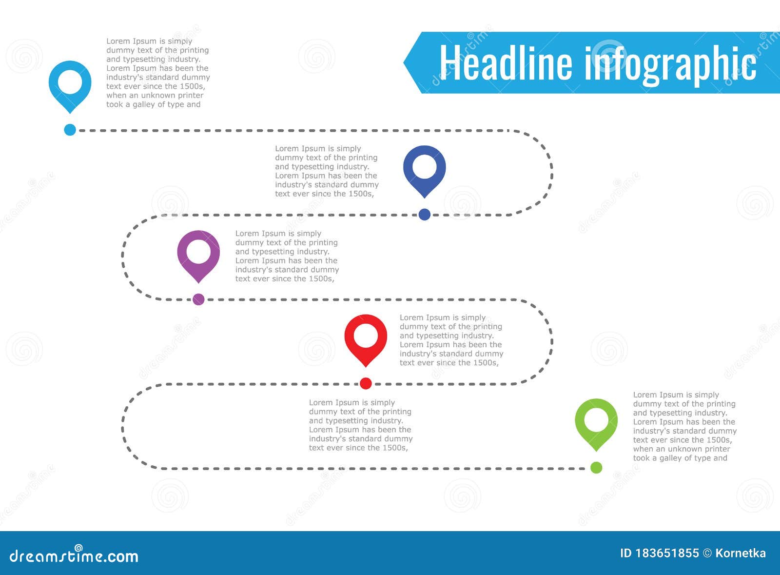 Infographic Path Dotted Line. 5 Dots Vector Illustration Stock Vector ...