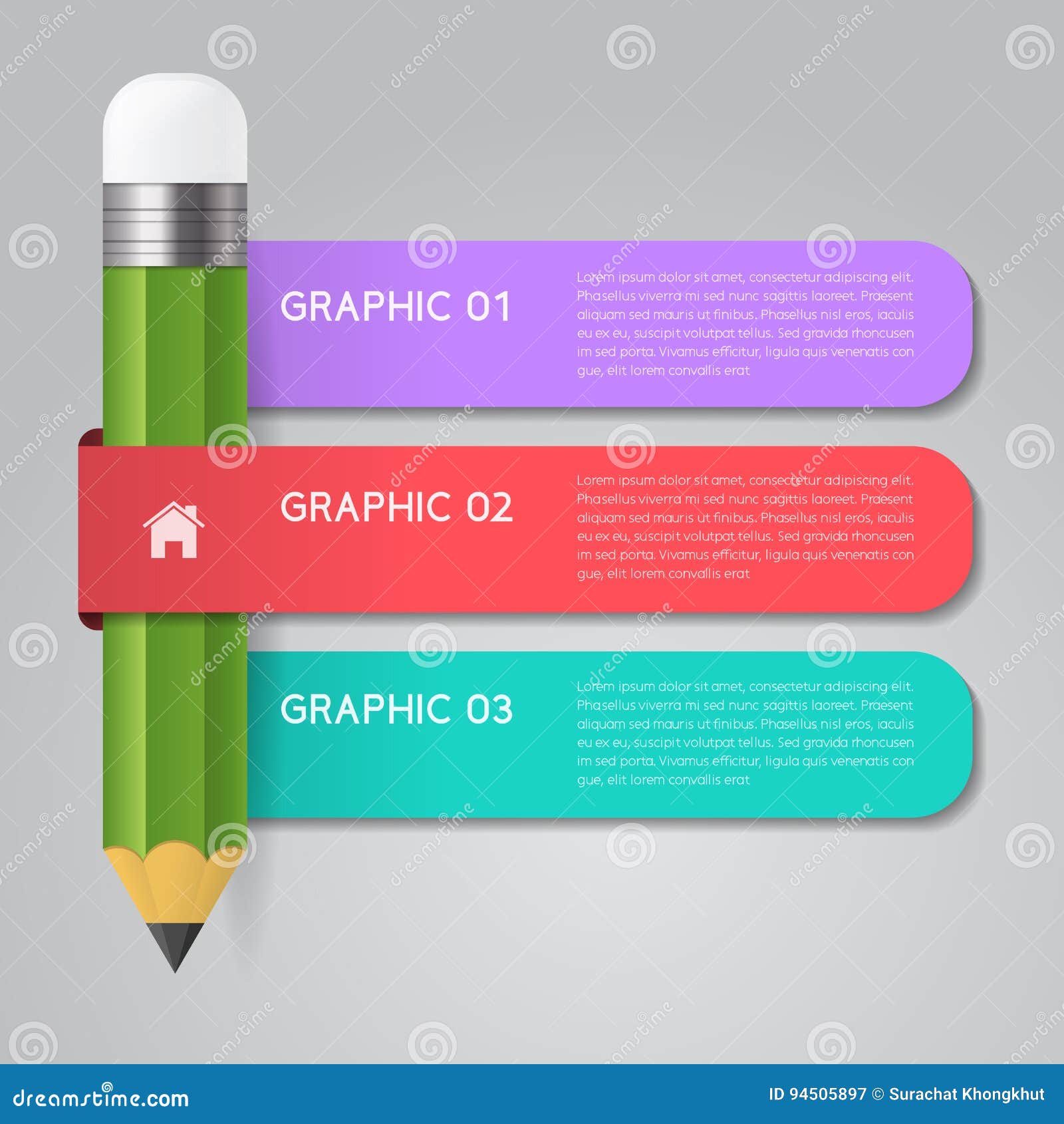 Infographic Pencil Design Template Stock Vector - Illustration of ...