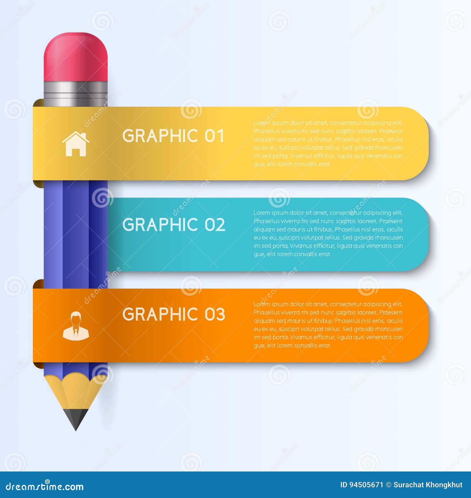 Infographic Pencil Design Template Cartoon Vector | CartoonDealer.com ...