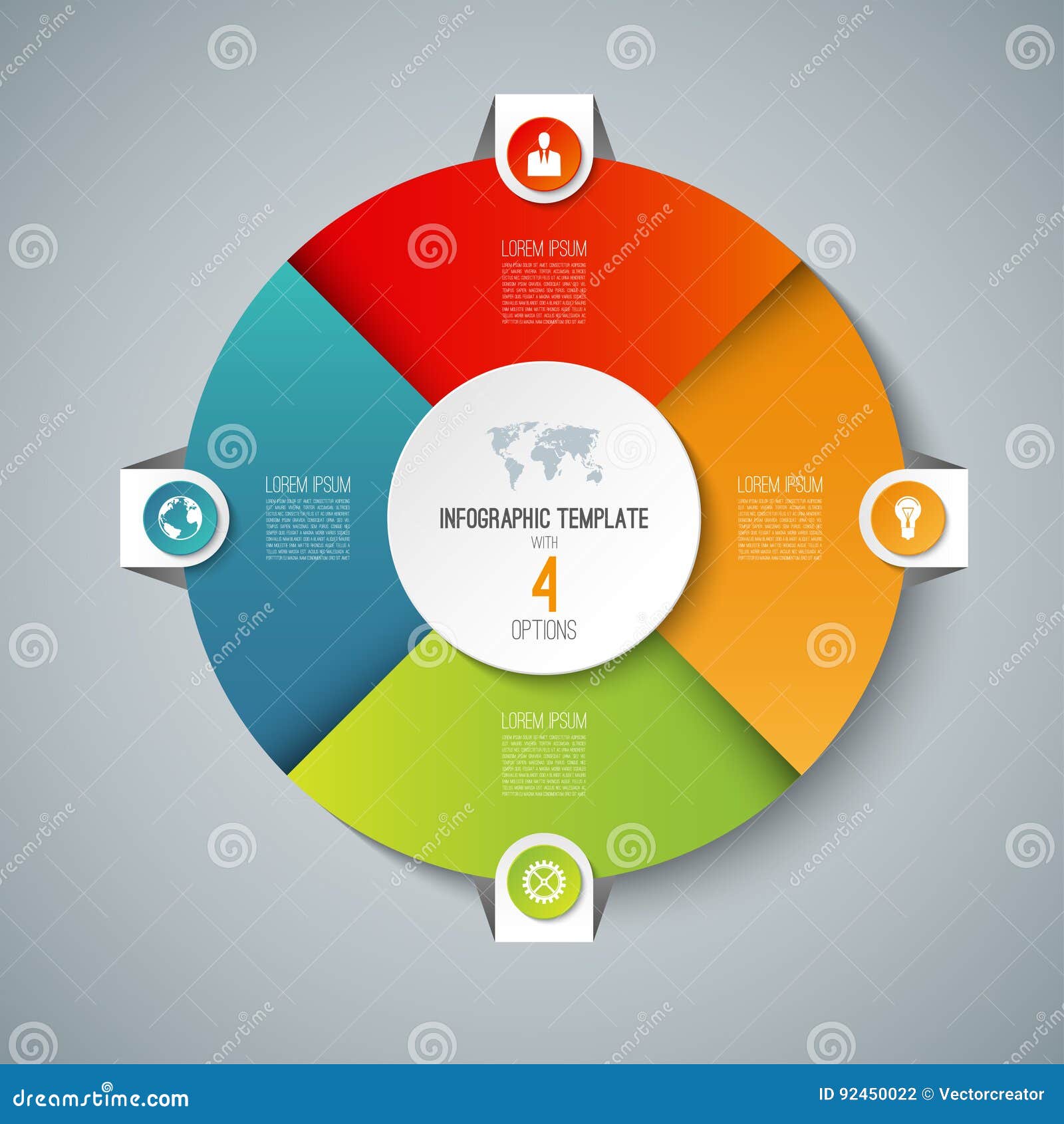 Infographic Pie Chart Circle Template with 4 Options. Stock Vector ...