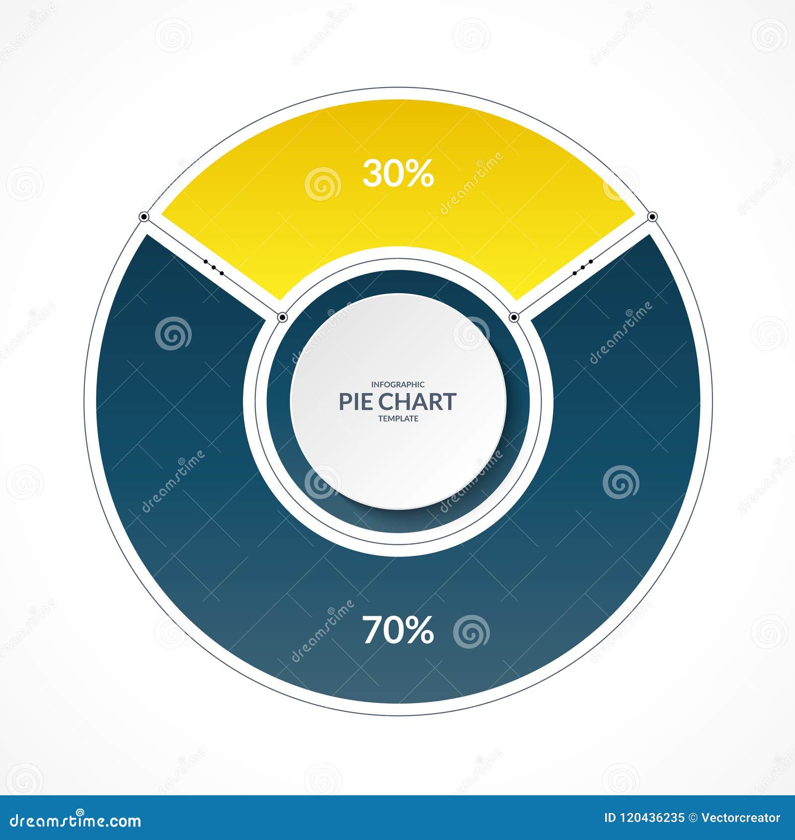 Infographic Pie Chart Circle in Thin Line Flat Style. Share of 30 and ...