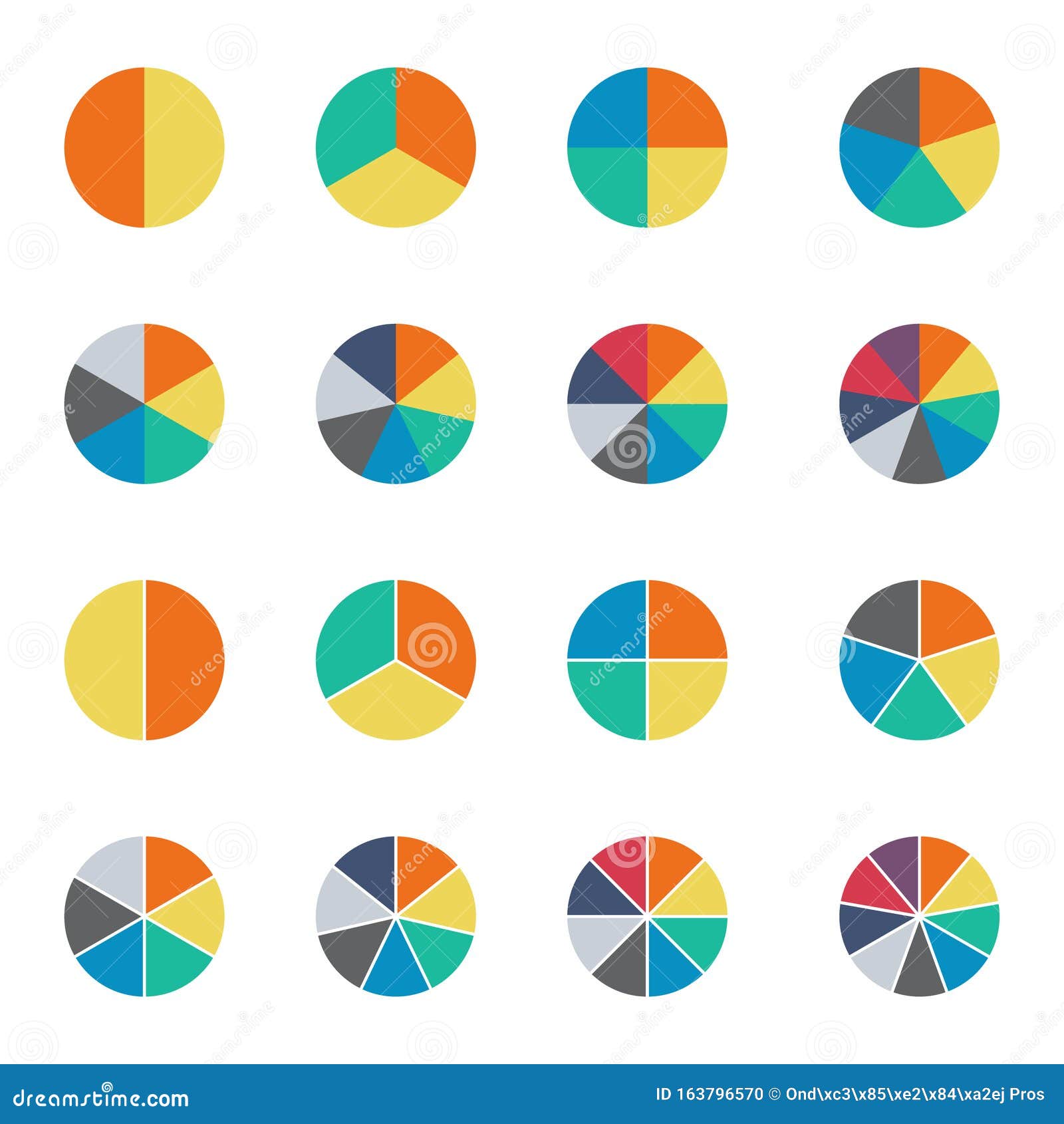 Infographic Pie Chart Set. Cycle Collection - 2,3,4,5,6,7 and 8 Section ...