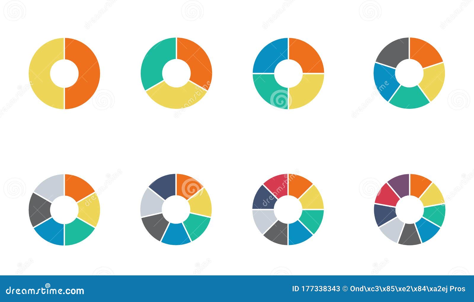 Infographic Pie Chart Set. Cycle Collection - 2,3,4,5,6,7 and 8 Section ...