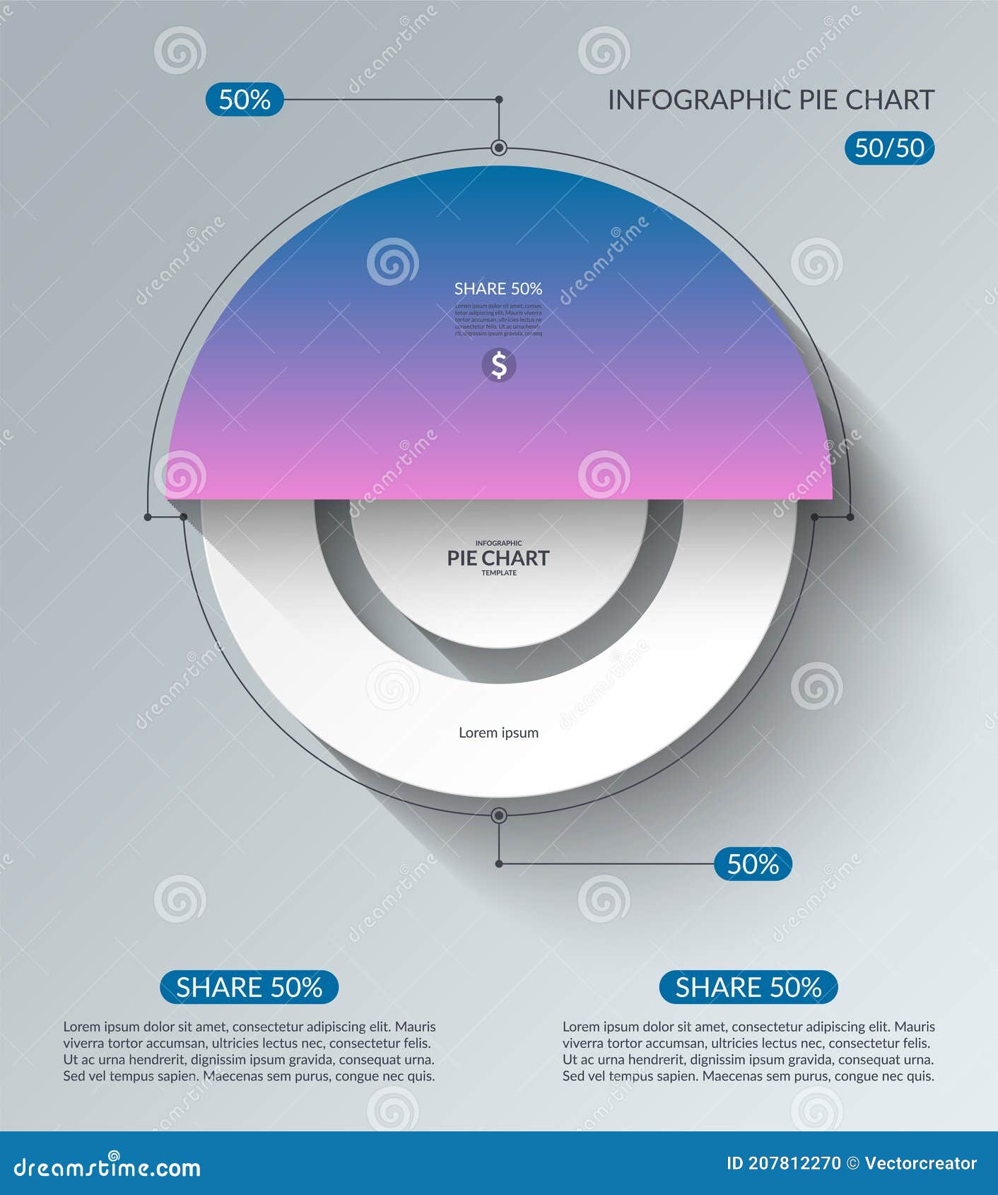 Infographic Pie Chart Template. Share of 50 Percent Stock Illustration ...