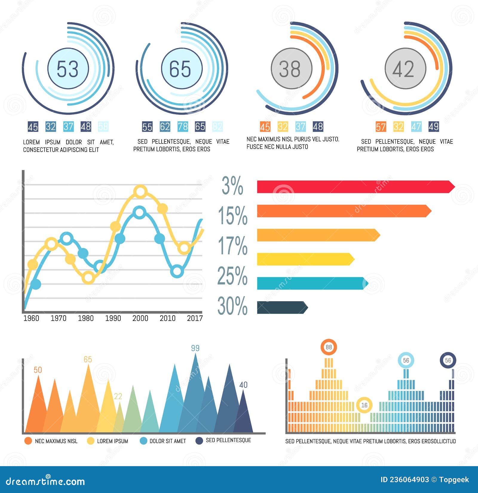 Infographic and Pie Diagrams, Curves Visual Info Stock Vector ...