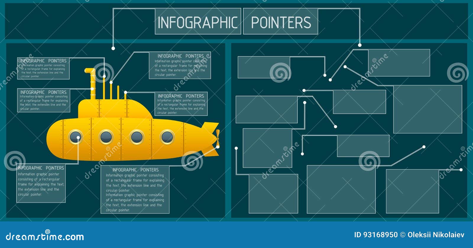 Infographic Pointers. Frame and a Text Box with the Extension Line and ...