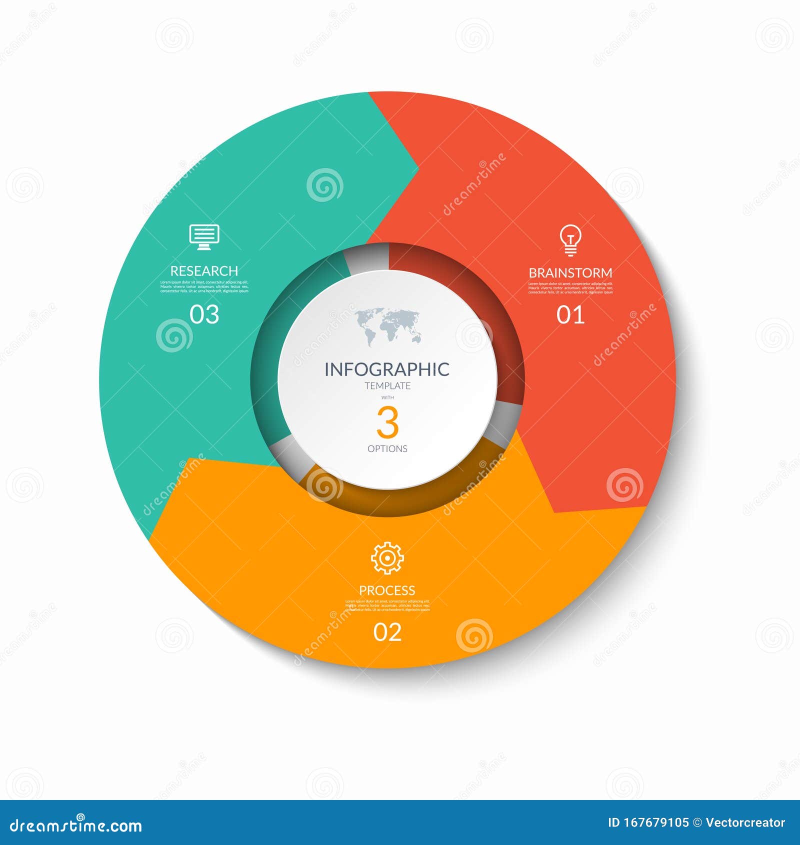 Infographic Process Chart. Design Template with 3 Circular Arrows Stock ... Infographic Process Chart. Design Template with 3 Circular Arrows Stock ...