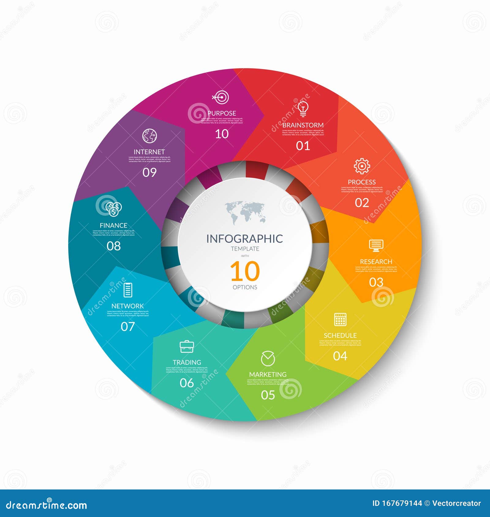 Infographic Process Chart. Design Template with 10 Circular Arrows ... Infographic Process Chart. Design Template with 10 Circular Arrows ...