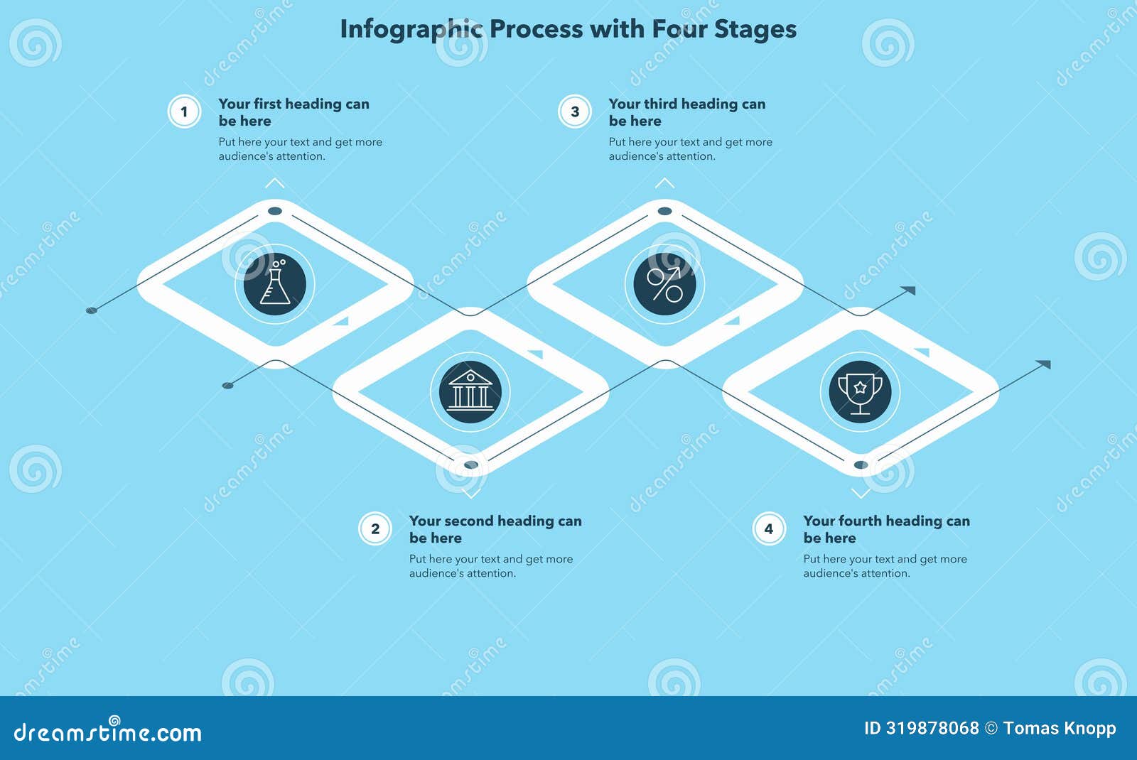 Infographic Process Template with Four Stages - Blue Version Stock ...