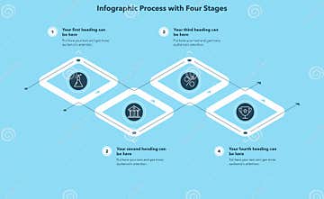 Infographic Process Template with Four Stages - Blue Version Stock ...