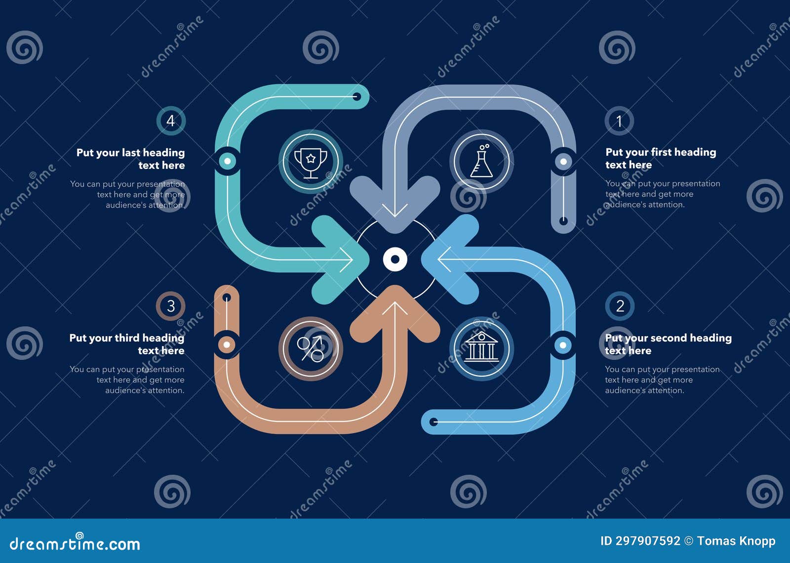 Infographic Process Template with Four Steps - Dark Version Stock ...