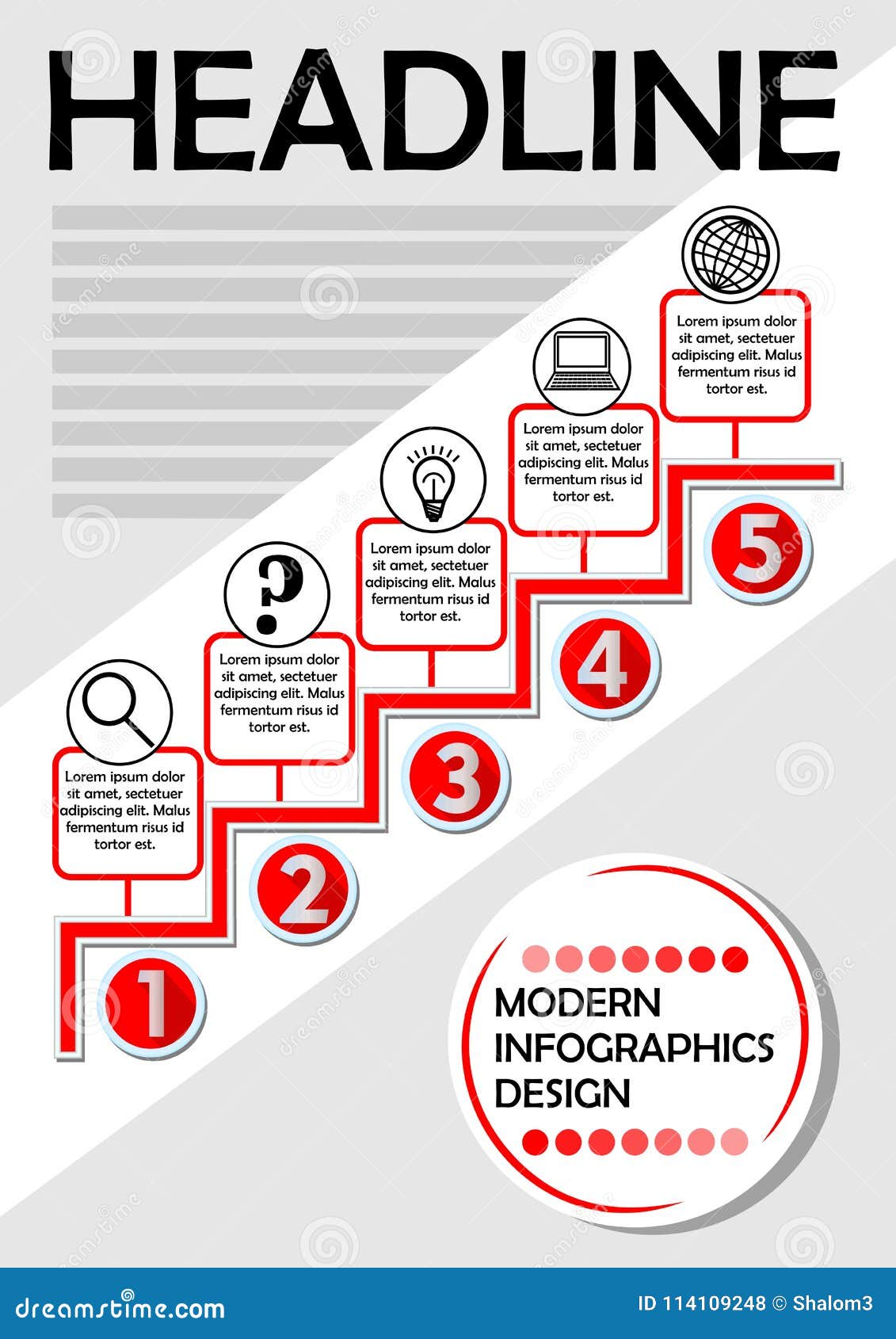 Five Staircase Strategy Steps Go To Be The Star, Vector Infographics ...