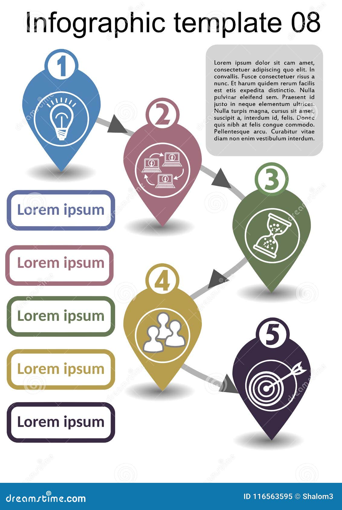 Infographic Process Visualization Template, Abstract Vector with Icons ...