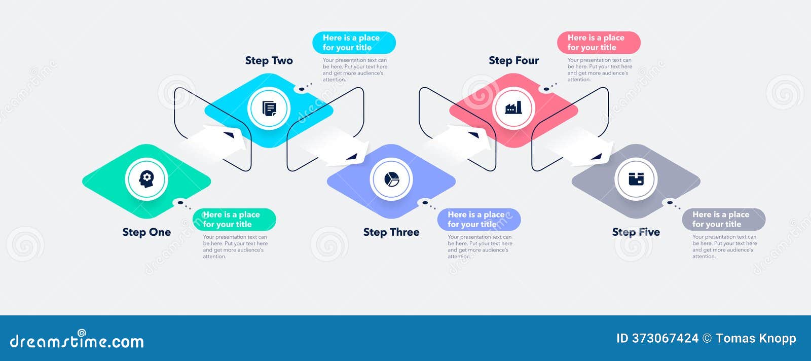 Modern Infographic Process Digram With Five Steps Vector Illustration ...