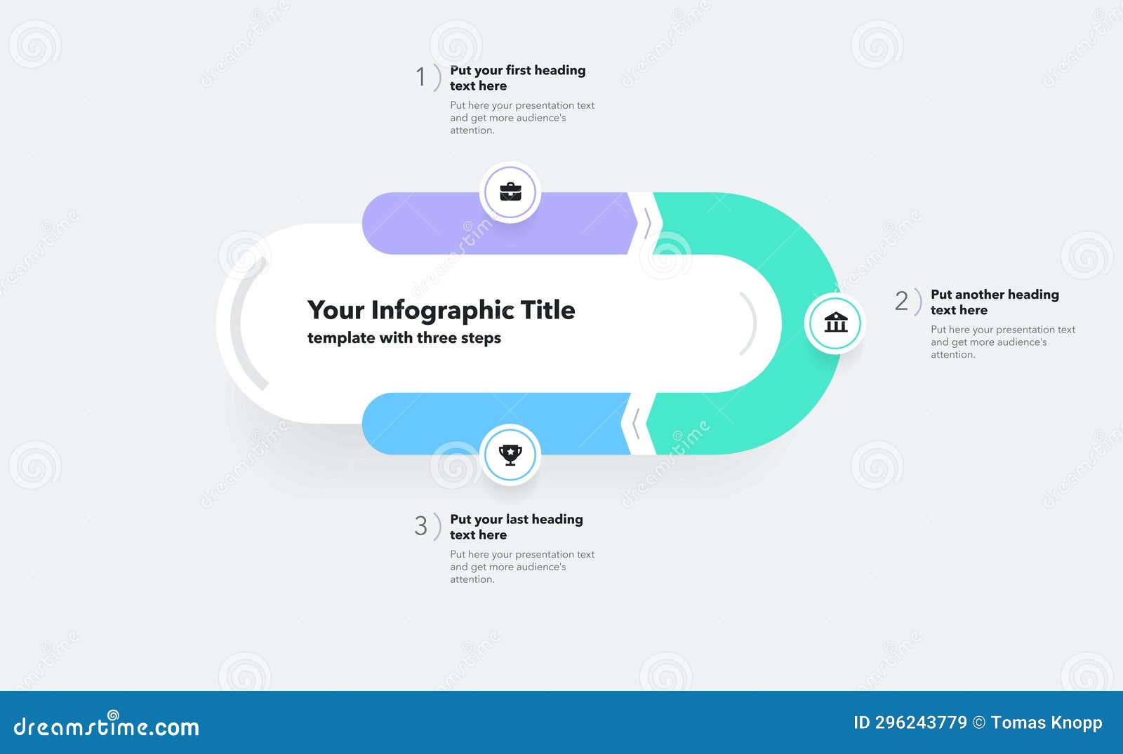 Infographic Progress Diagram with Three Steps with Numbers and ...
