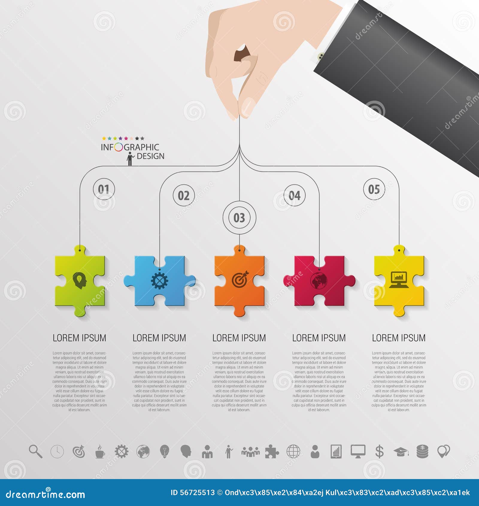 Infographic with Puzzle Piece on the Grey Background. Vector Stock ...