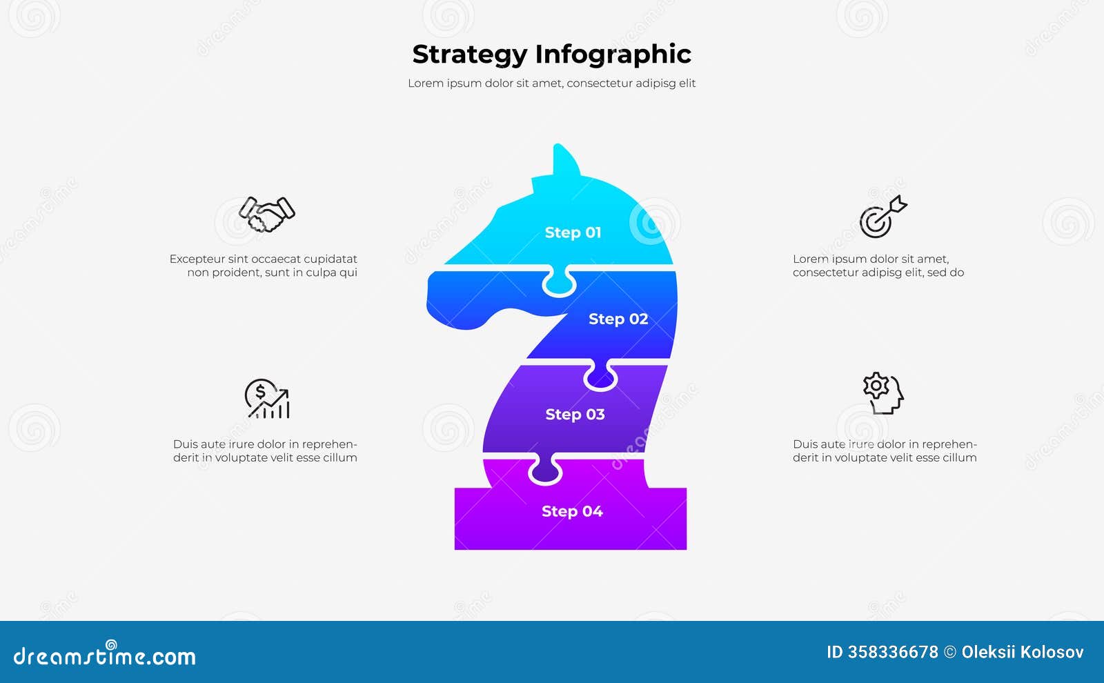 Infographic Puzzle Shape of a Knight Chess Piece. Strategic Planning ...