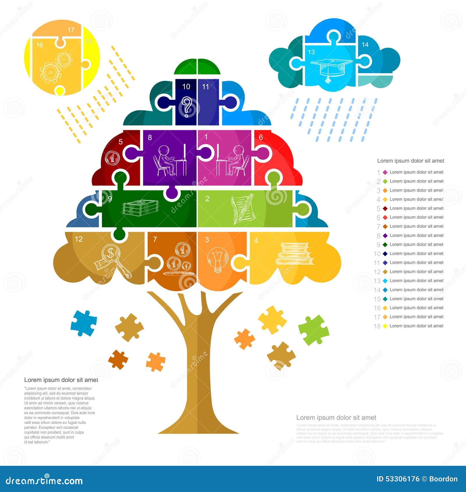 Puzzle Tree Design - Puzzle Tree Illustration For Kids Cartoon Vector ...