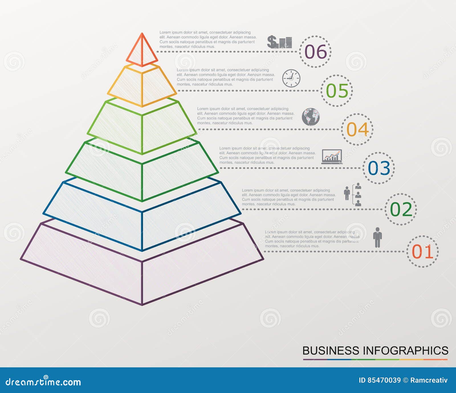 Infographic Pyramid with Numbers and Business Icons, Line Style. Stock ...