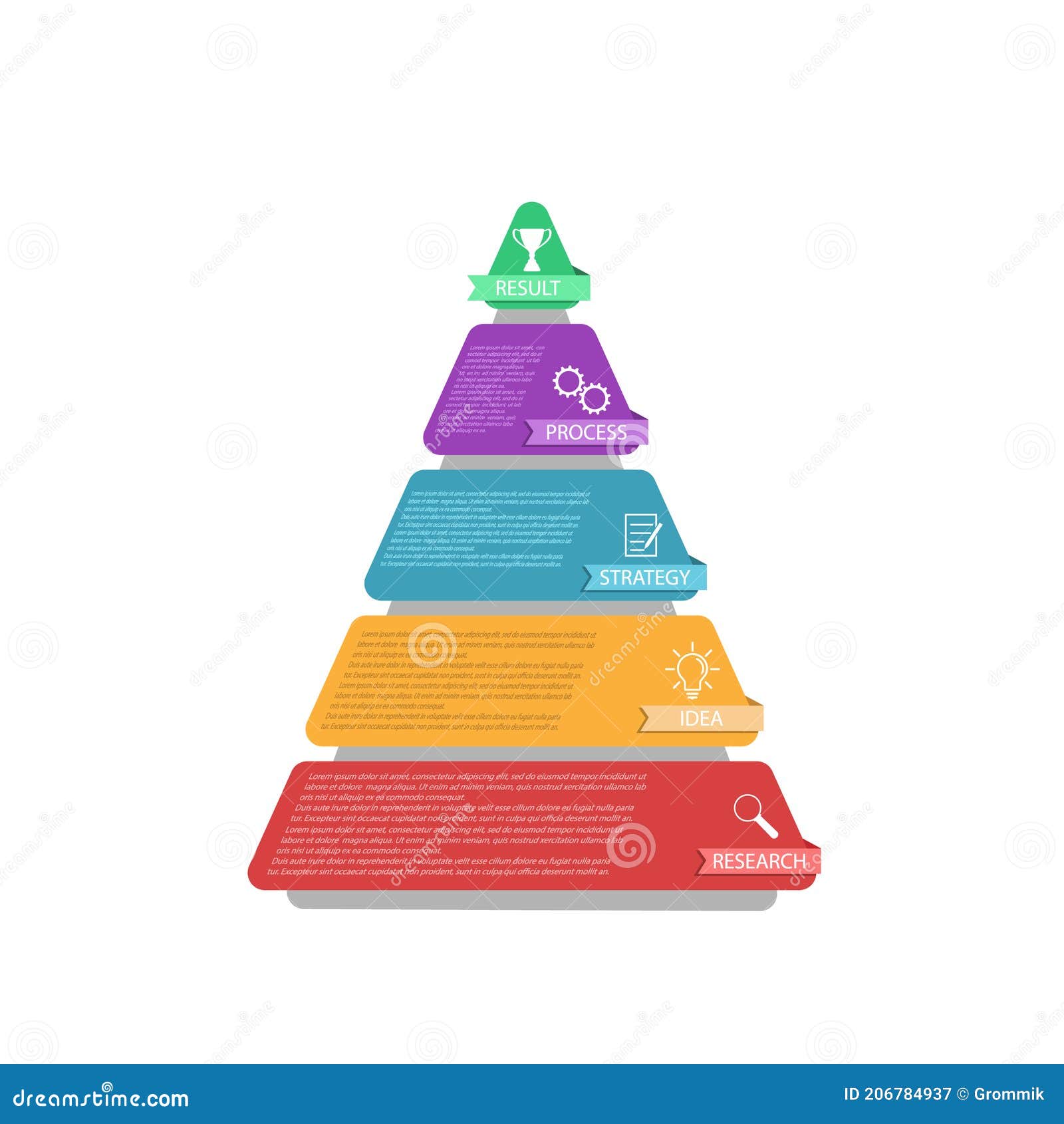Infographic Pyramid. the Triangle Diagram is Divided into 5 Parts Stock ...
