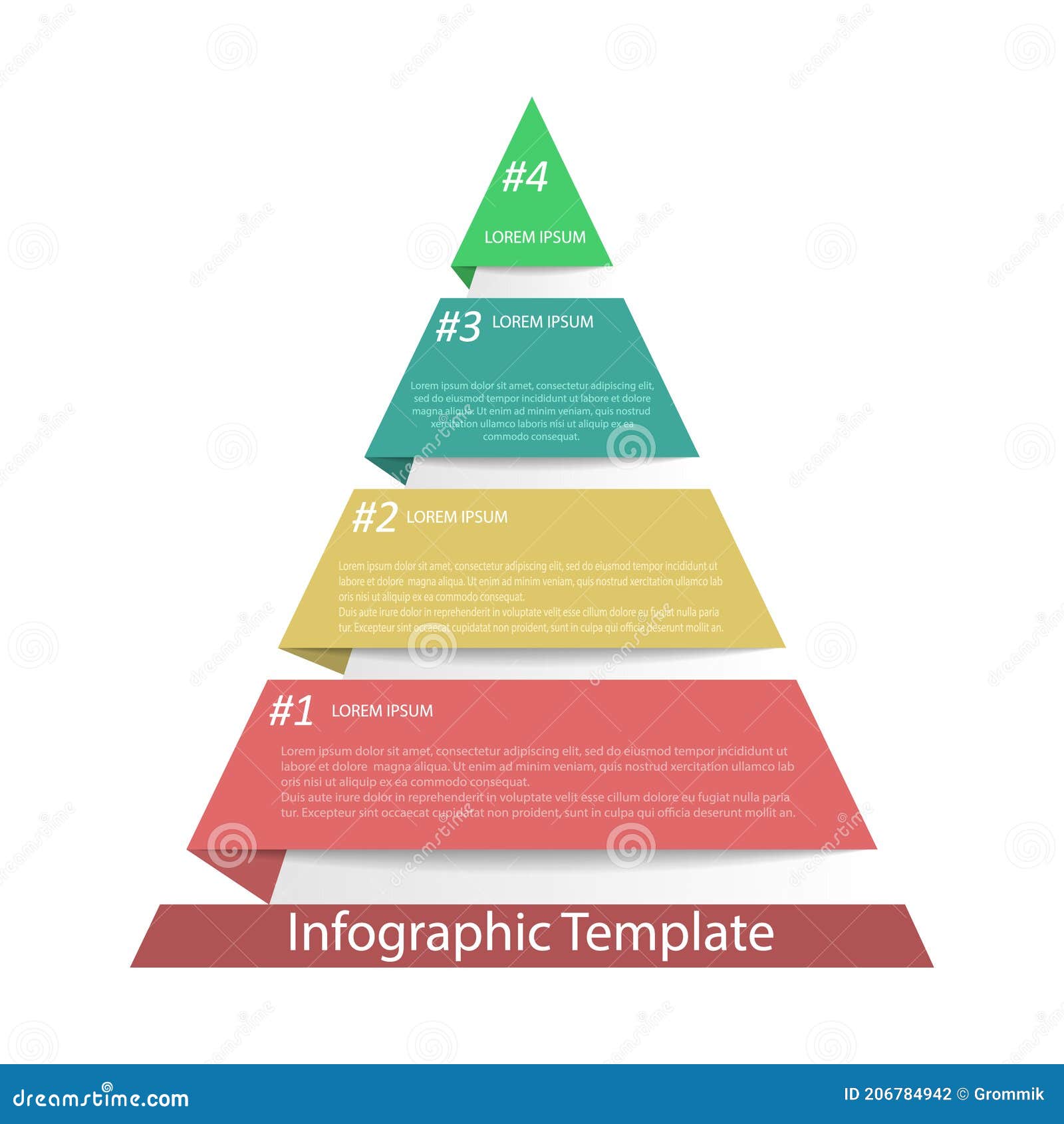 Infographic Pyramid. the Triangle Diagram is Divided into 4 Parts Stock ...