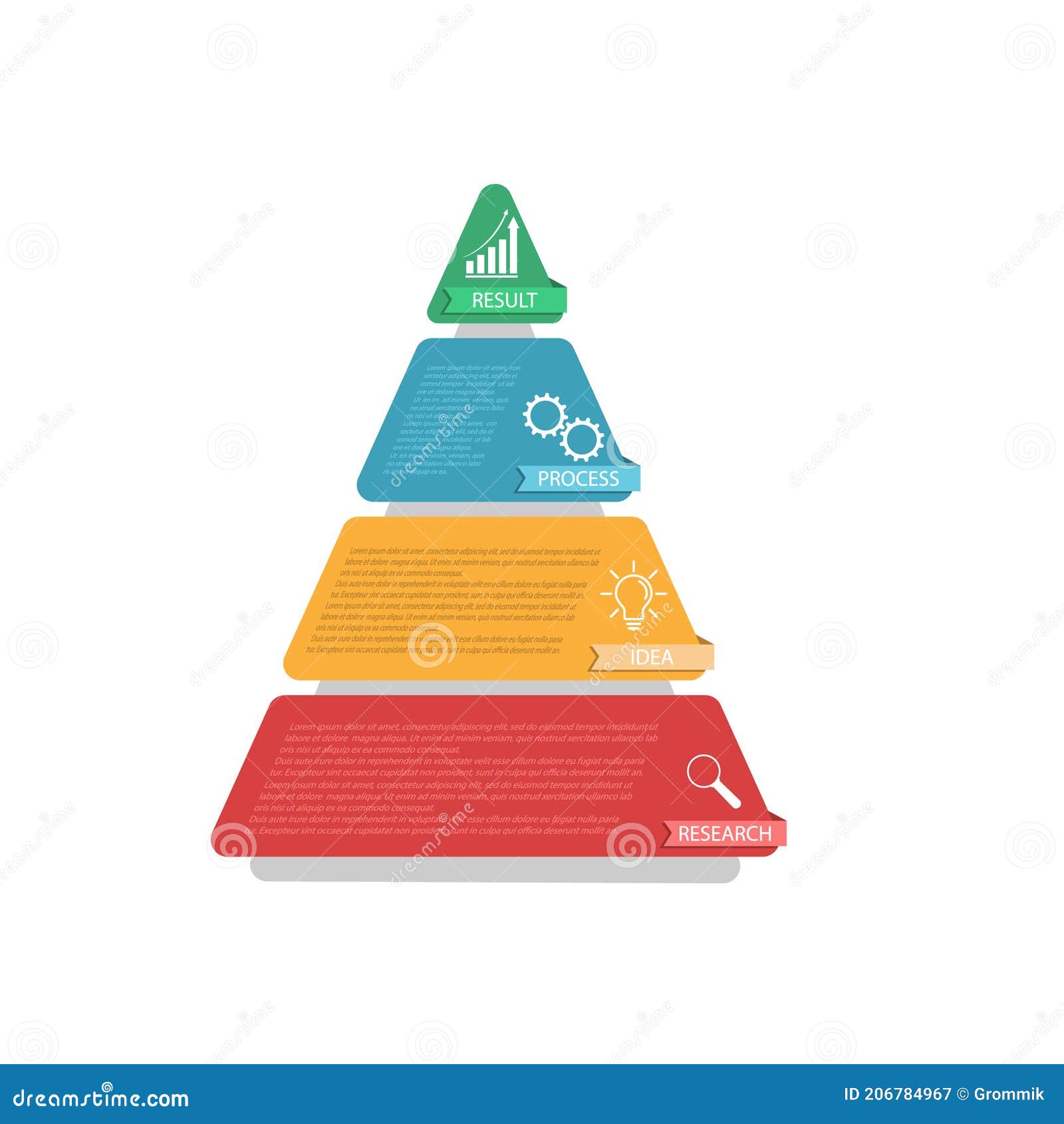 Infographic Pyramid. the Triangle Diagram is Divided into 4 Parts Stock ...