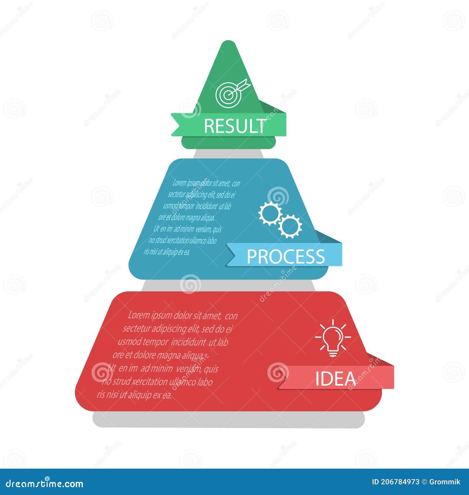 Infographic Pyramid. the Triangle Diagram is Divided into 3 Parts Stock ...