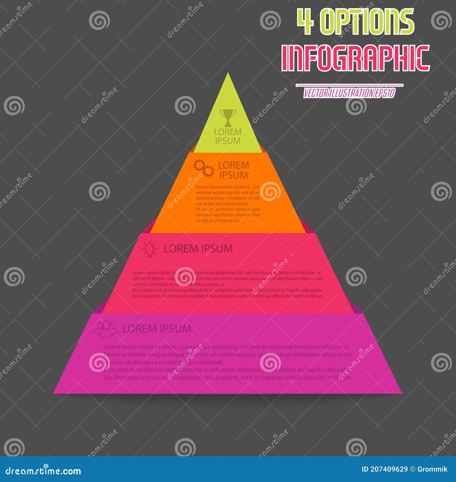 Infographic Pyramid. the Triangle Diagram is Divided into 4 Parts Stock ...
