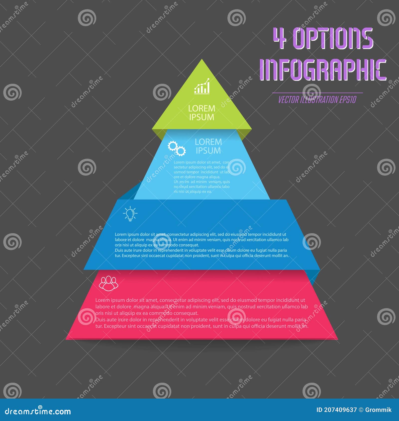 Infographic Pyramid. the Triangle Diagram is Divided into 4 Parts Stock ...