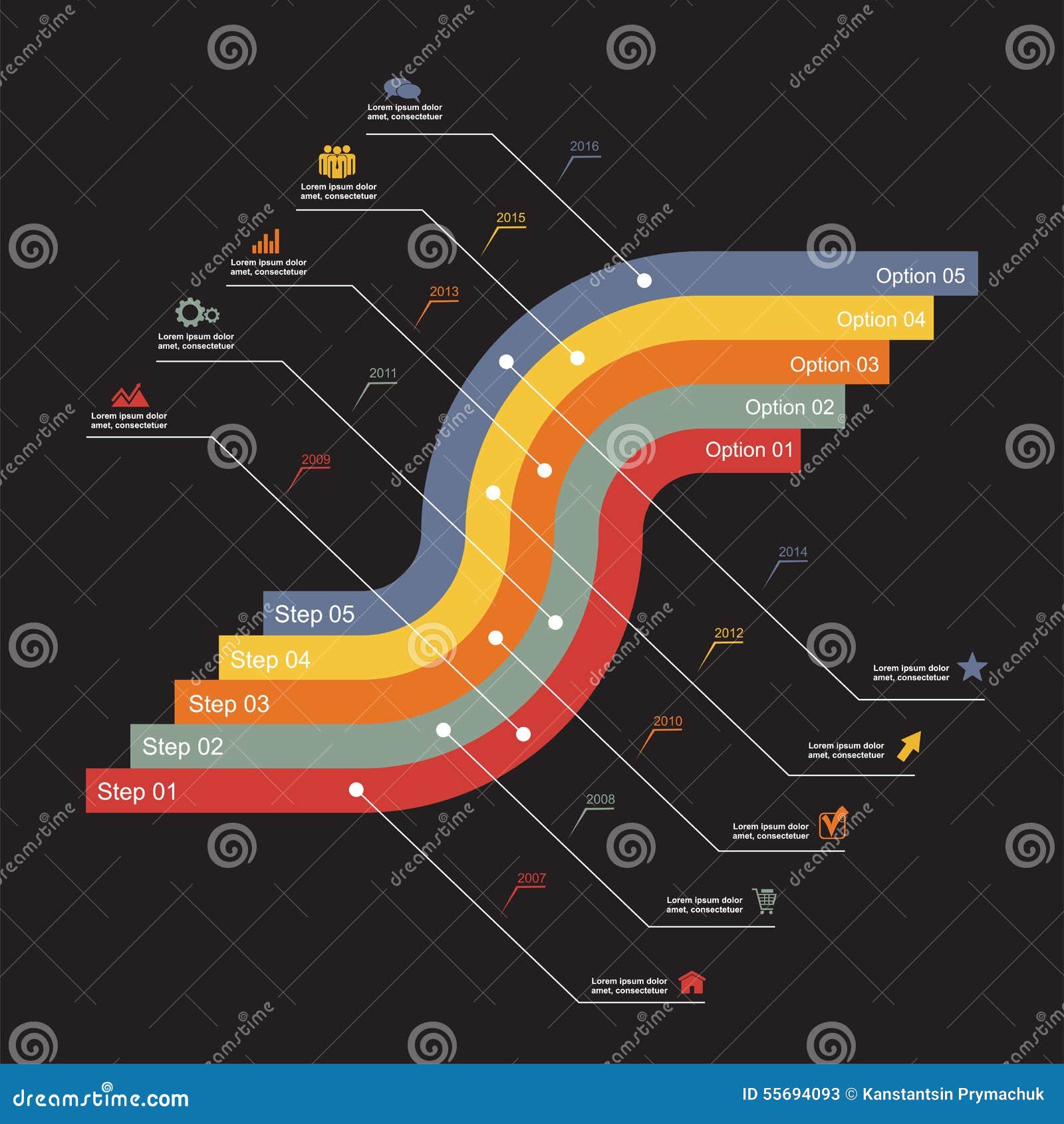 Infographic Rapportmall Med Linjer Och Symboler Vektor Illustrationer ...