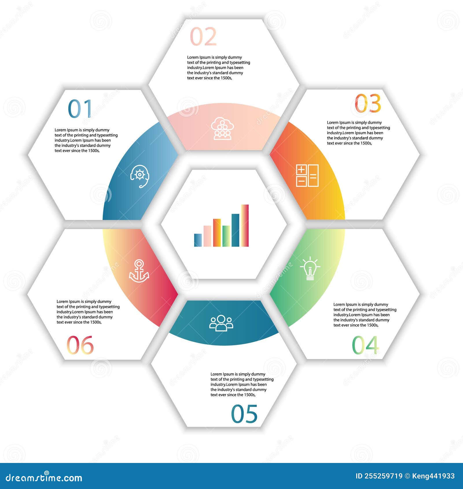 Infographic Rectangle Hexagon Shape Vector Template Process Concept ...